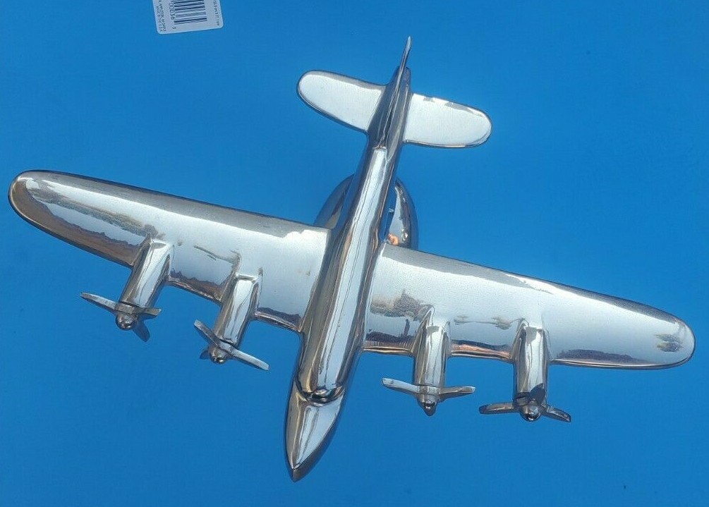 -RARE/VINTAGE CHROME AMERICAN AIRPLANE W/STAND COMPLETE 4-PROPELLERS | eBay