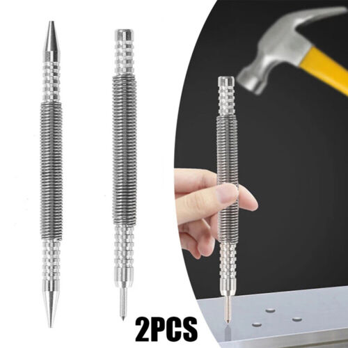 2PCS Spring Punch Hammerless Dual Head Nail Setter Spring Loaded ...