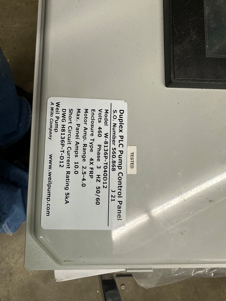 Weil Duplex PLC Pump Control Panel 460V | eBay