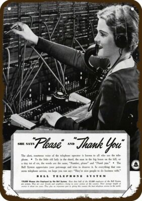 1937 BELL TELEPHONE Switchboard Operator Vntg-Look DECORATIVE REPLICA ...