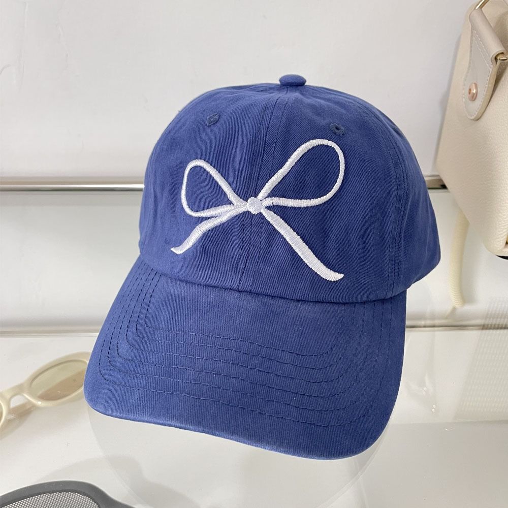 Washed Cotton Visor Cap Bow Embroidery Sun Hat Baseball Caps Women ...