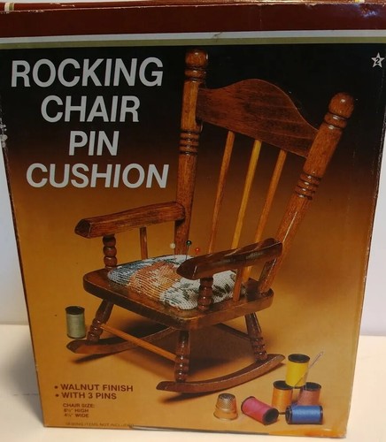 Sewing Rocking Chair Pin Cushion & Colored Thread | eBay