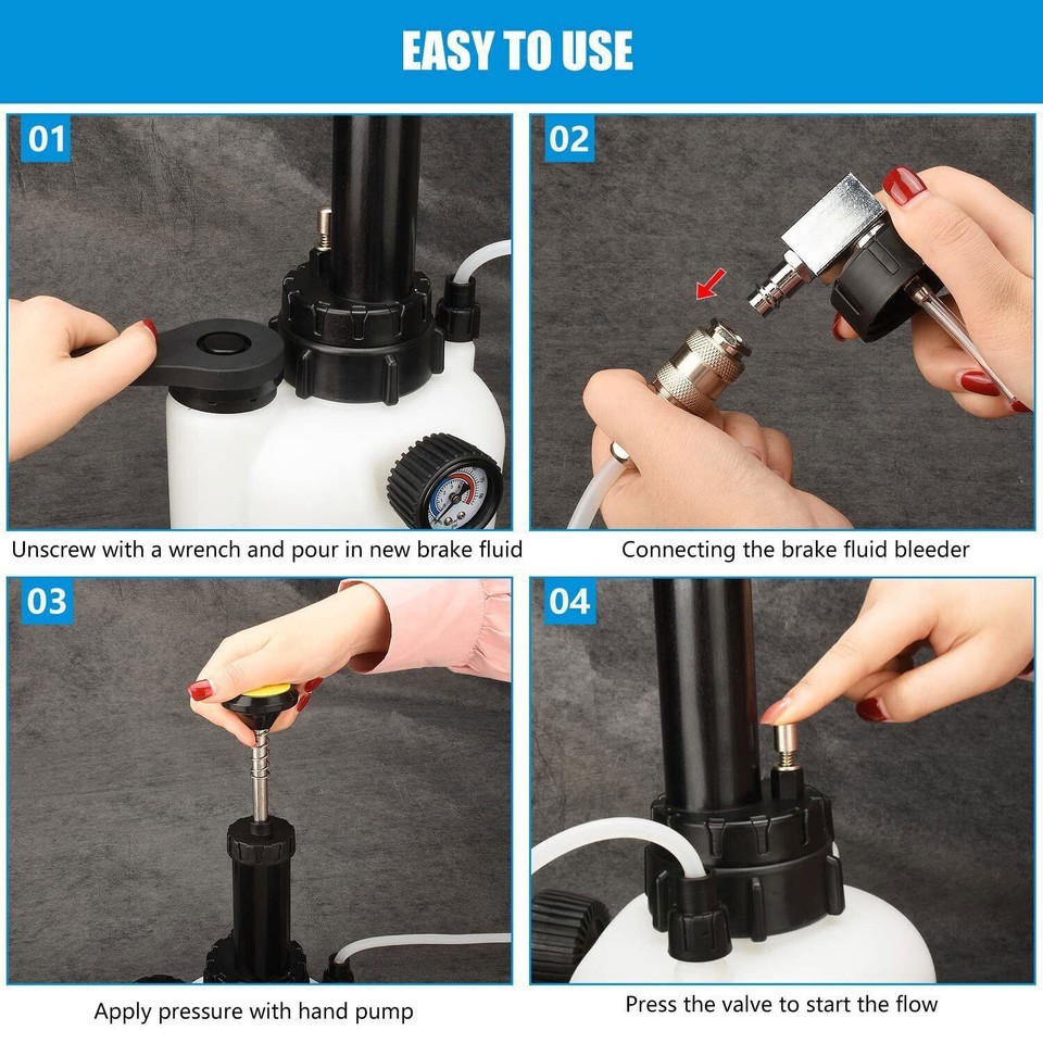 3L Pneumatic Vacuum Brake Fluid Bleeder Liquid Tool Kit Brake Oil ...