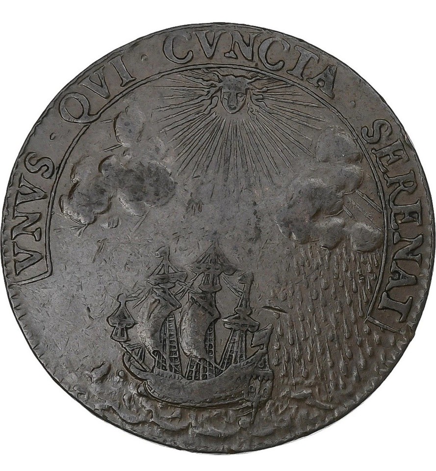 1685 France Jeton Coin – Henri de Fourcy, Ship & Coat of Arms, 1600s ...
