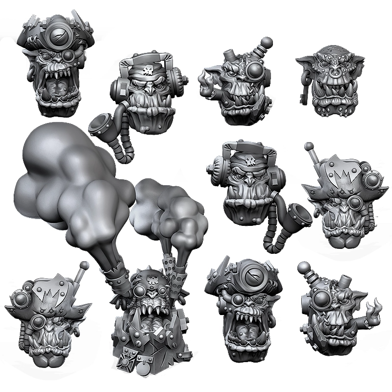 Ork Big Mek Warboss Nobz Oficier Heads Conversion Bits X10-Wargame ...