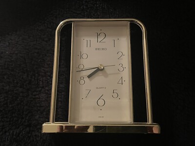 Vintage 1980s 1990s Seiko Gold Plastic Desk Shelf Mantle Quartz Clock ...