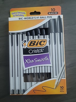 BIC Cristal Xtra Smooth Ballpoint Pen, Black Ink, 10 Count, | eBay
