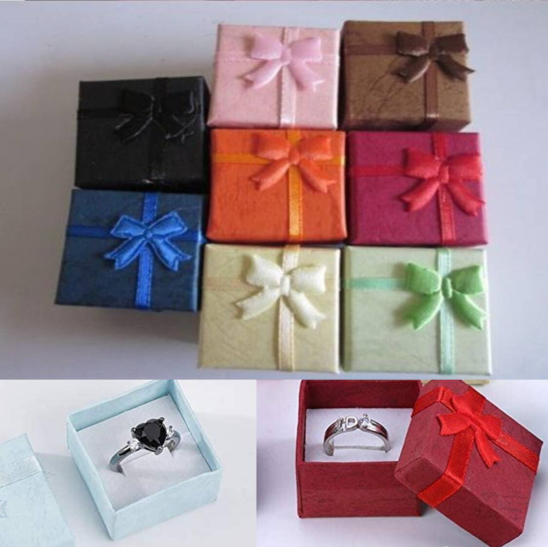 24 Small Jewelry Box Ring Gift,Cardboard White insert Packing Display ...