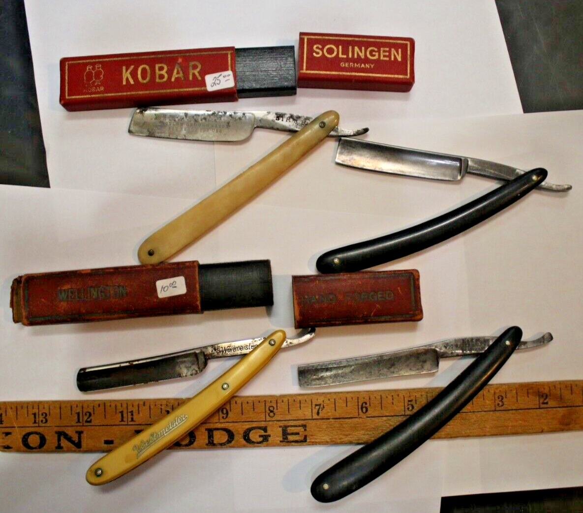 Lot of 4 Vintage Straight Razors All Different LION WEITMEISTEN HB ...