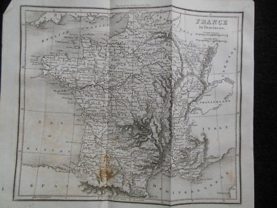 Georgian Map (1822) of France in Provinces - French Europe/European ...