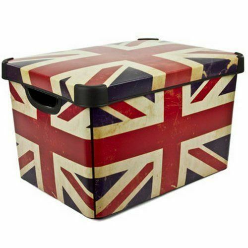 Curver 22 Litre Large Plastic Stockholm Deco Union Jack Storage BoxB ...