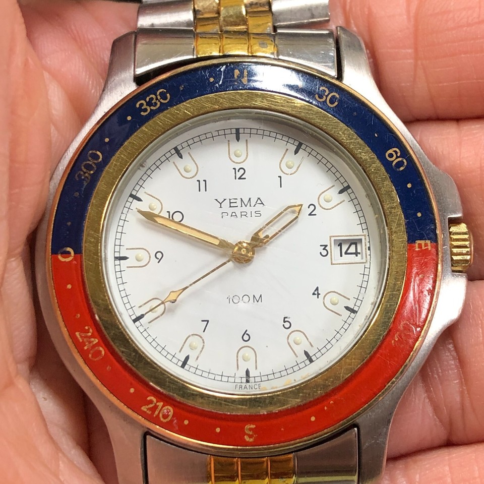 Yema Paris Men V71Z996M Fashion Date Two Tone Quartz Analog 39mm Watch ...