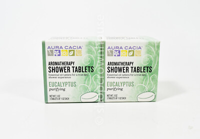 2 Aura Cacia Aromatherapy Shower Tablets EUCALYPTUS = 6 tablets ...
