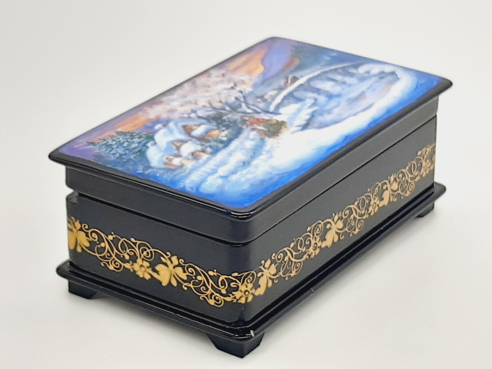 Ukrainian lacquer box “Christmas in town” Hand made in Ukraine ...