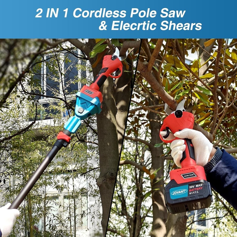 2-in-1 Cordless Pole Pruning Shears, Electric Pruning Shears with Pole ...