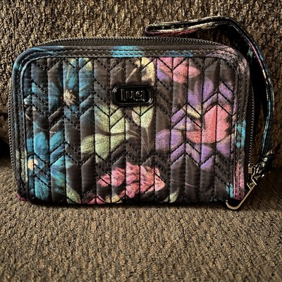 Lug Rodeo Wristlet Zip Around Wallet Floral Colorful Blossom Black RFID ...