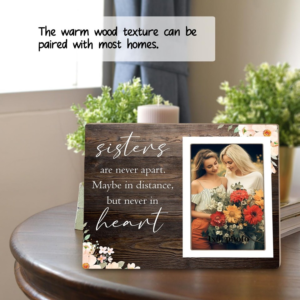 Sister Picture Frame Gift for Sisters,Friends,Besties,Wooden Photo ...