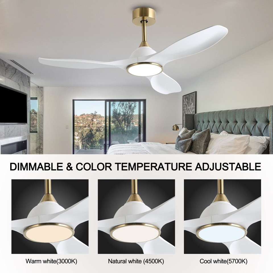 Fanliving 52 Inch 6 Speed High CFM Quiet DC Motor Modern Ceiling Fan ...