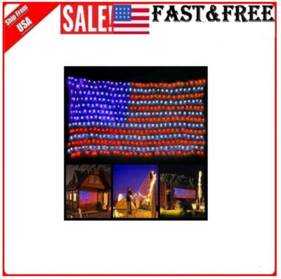 American Flag Lights, 420 Super Bright LEDs Flag Net Light,Waterproof ...