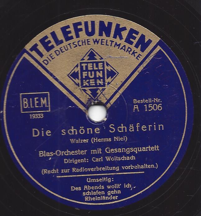 Blasorchester Carl Woitschach spielt Herms Niel : Des Abends wollt ich ...