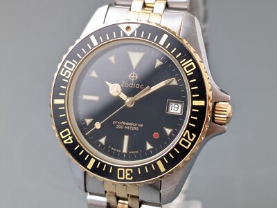 ZODIAC Professional Red Dot Divers Quartz Men's Watch Vintage 37mm | eBay