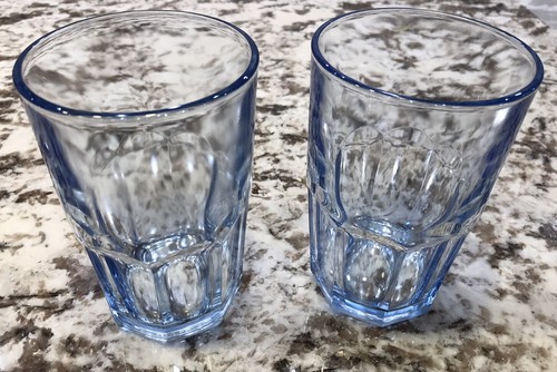 LIBBEY CRISA GIBRALTAR LIGHT BLUE TUMBLER (2) BEVERAGE GLASSES 16 OZ 5 ...