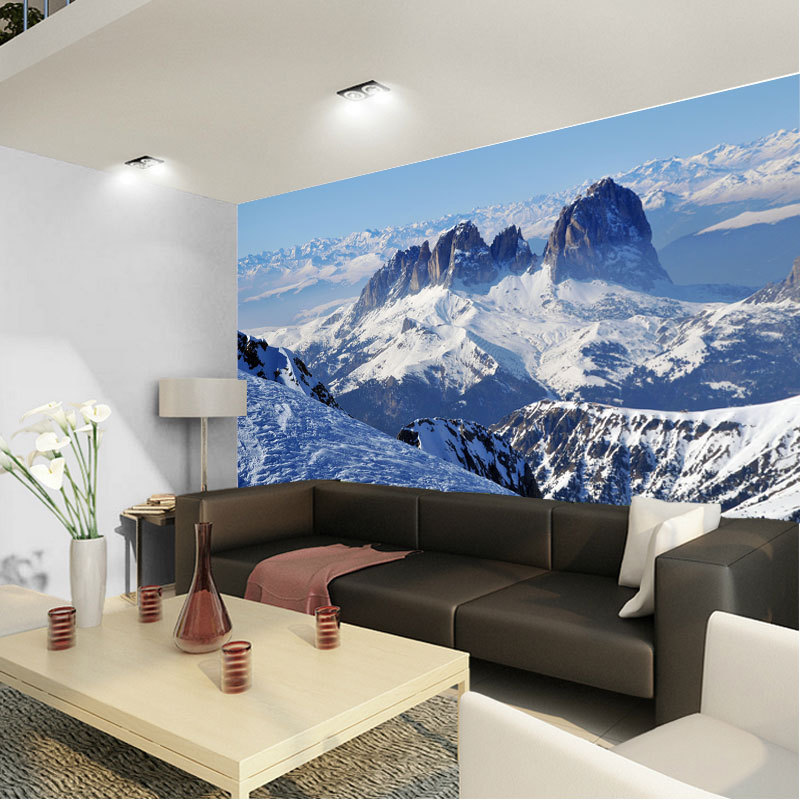 Snow Mountains Winter Scenery 3D Full Wall Mural Photo Wallpaper Home ...