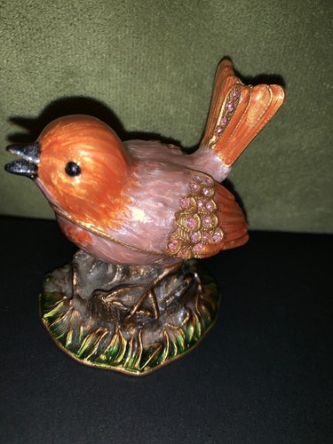 Vintage ROBIN JEWELED TRINKET BOX | eBay