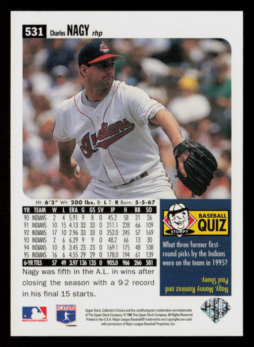 1996 Upper Deck Collector's Choice - Charles Nagy #531 for sale online ...