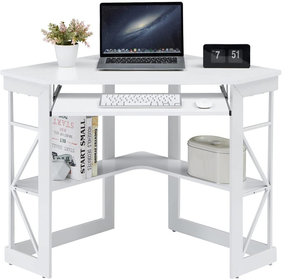 Triangle Corner Computer Desk Small Spaces Home Office Desk Laptop Work ...