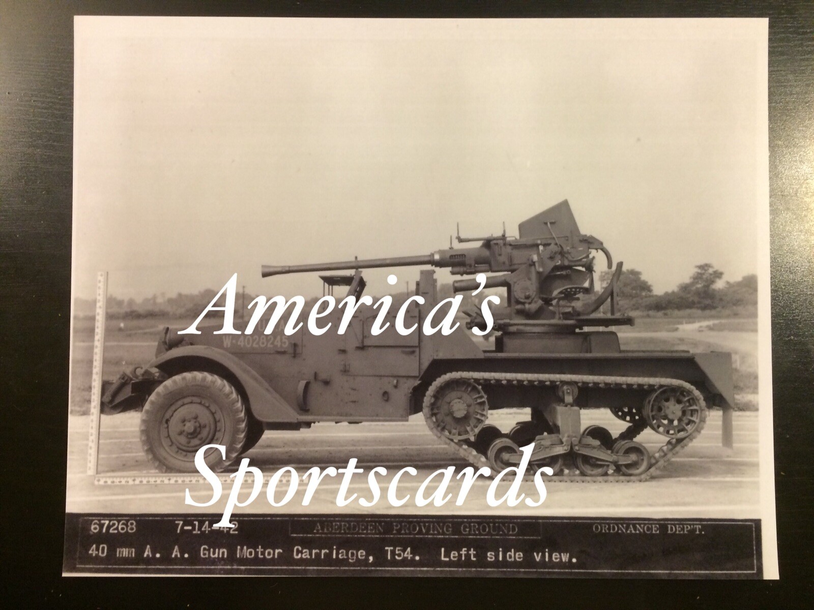 1942 Aberdeen Proving Ground T54 40mm Anti-Aircraft Gun Motor Carriage ...