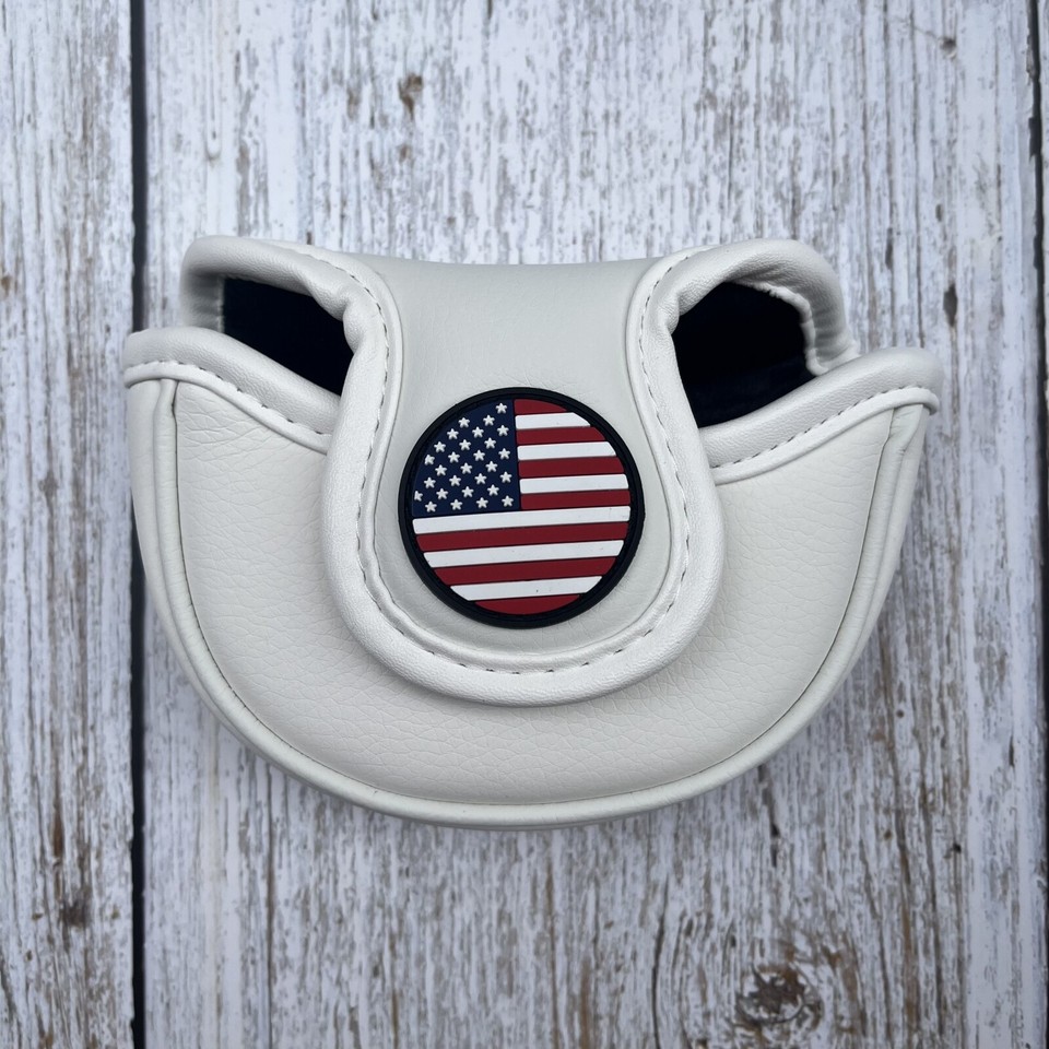 White Golf Half Mallet Putter Head Cover Magnetic Mid Mallet Putter ...