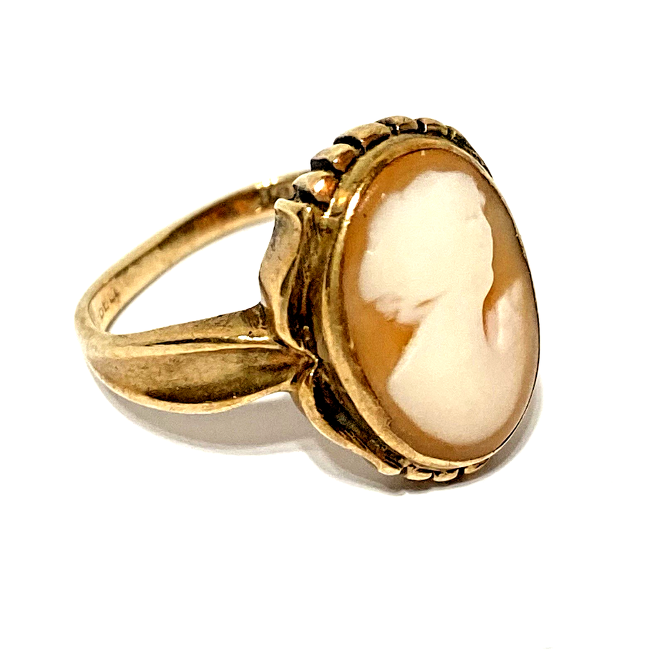 Estate VTG 1960s 10K Yellow Gold Victorian Hand Carved Shell Cameo Ring ...