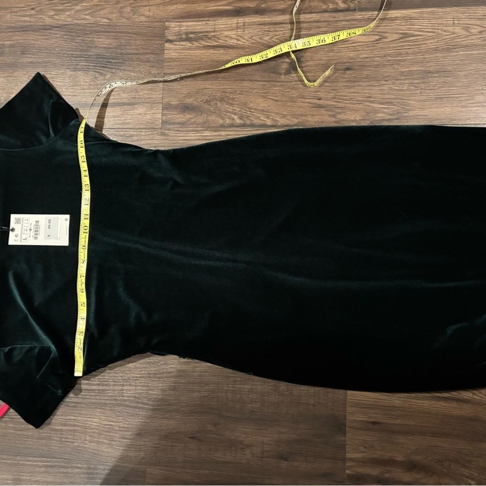 NWT forest green Zara velvet stretch maxi with side cutouts sz L | eBay