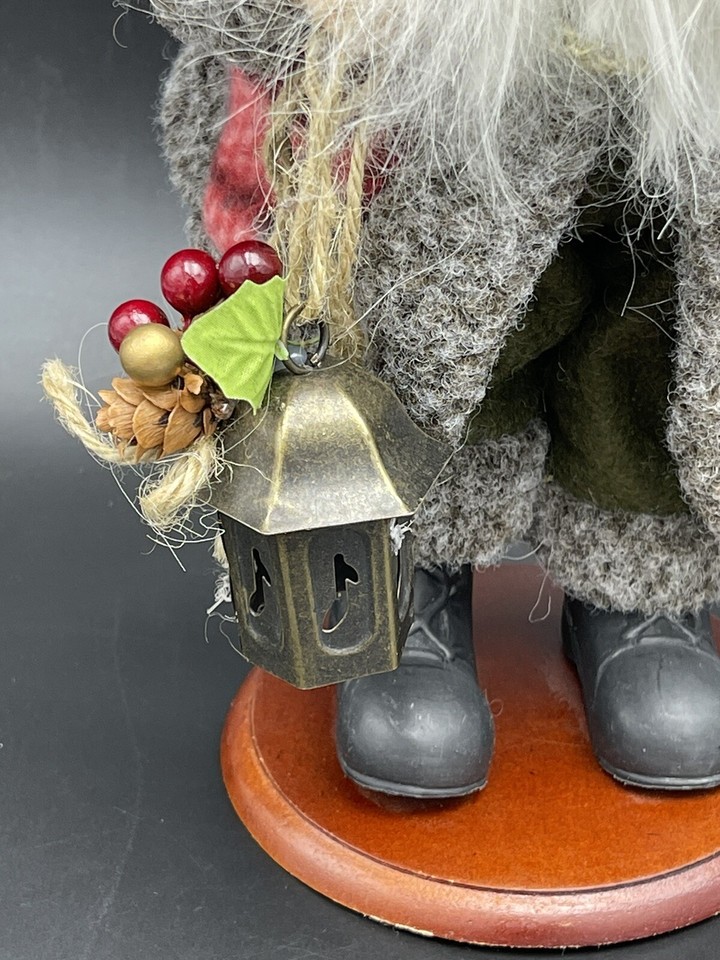 Rustic Cabin Santa Claus Plaid Suit with Lantern, Toy Bag, Snow Shoes ...