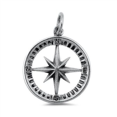 USA Seller Compass Pendant Genuine Sterling Silver 925 Height 20 mm | eBay