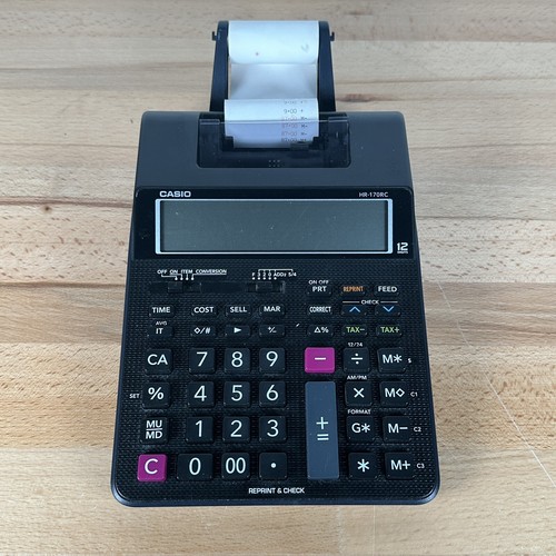 Casio HR-170RC Printing Calculator, 2-Color 12-Digit Display, Black ...