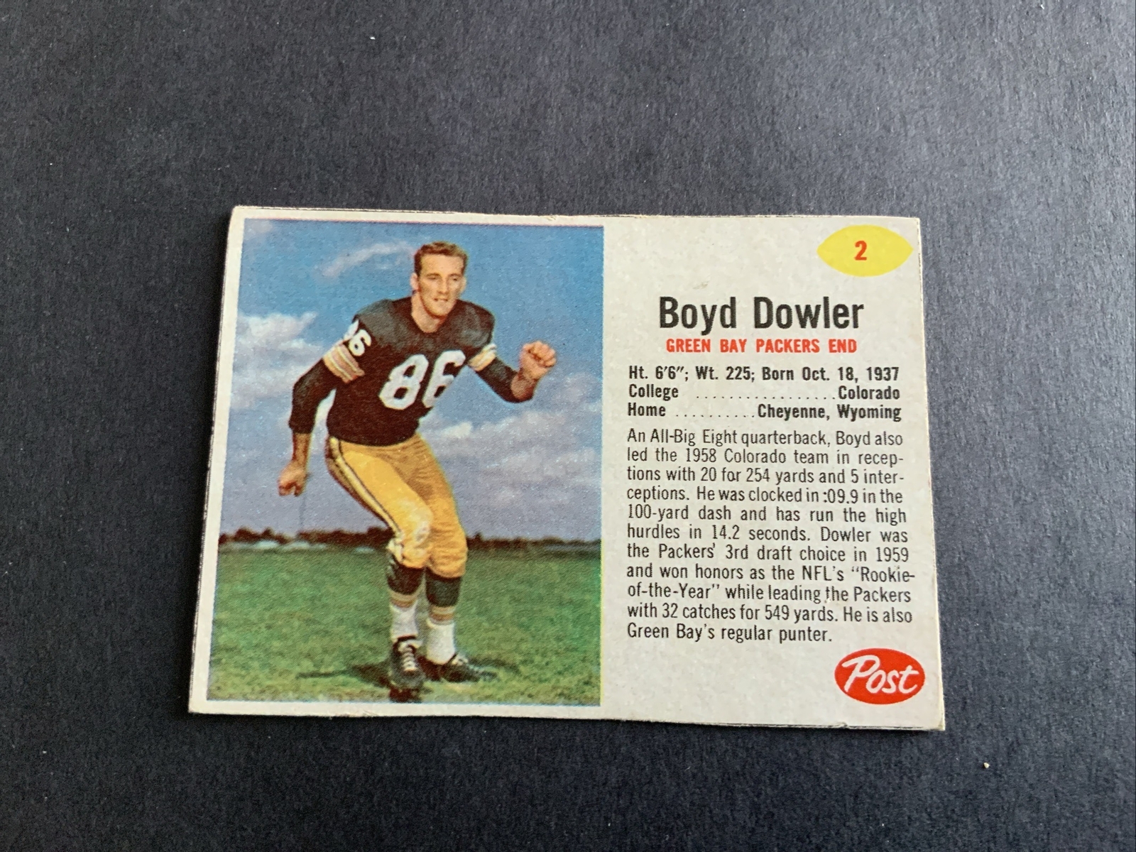 1962 Post Cereal Football #2 Boyd Dowler NM | eBay