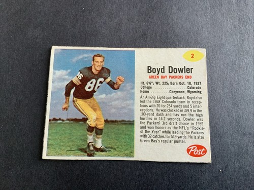 1962 Post Cereal Football #2 Boyd Dowler NM | eBay