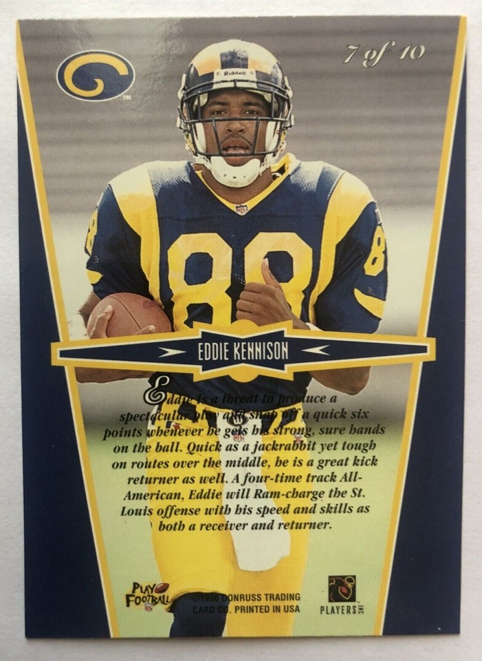 1996 Leaf Football Gold Leaf Rookies Insert Eddie Kennison #7 St. Louis ...