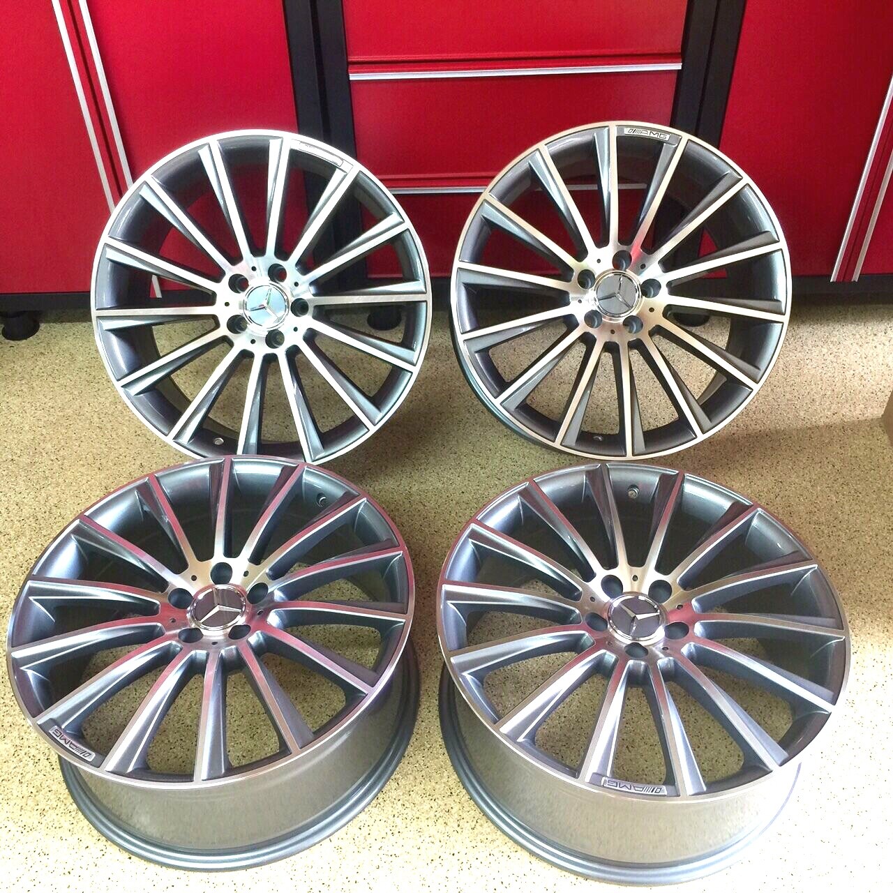 MERCEDES 20 INCH GUNMETAL RIMS WHEELS SET4 NEW 20/8.5 20/9.5 SL550 ...