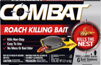 Combat Roach Killing Bait Stations for Small and Large Roaches, 6 Count ...