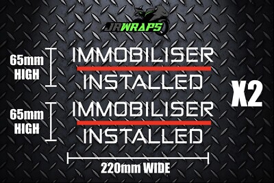 (X2) IMMOBILISER INSTALLED Stickers Decals Car Van Bike Window Bumper ...