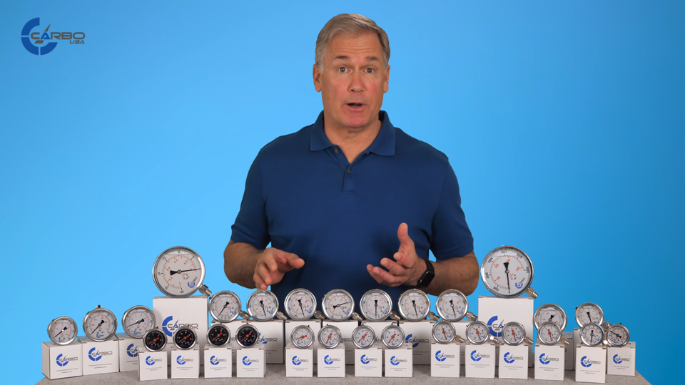 2-1/2" Pressure Gauge, Stainless Steel Case, Liquid Filled, Back Mnt ...