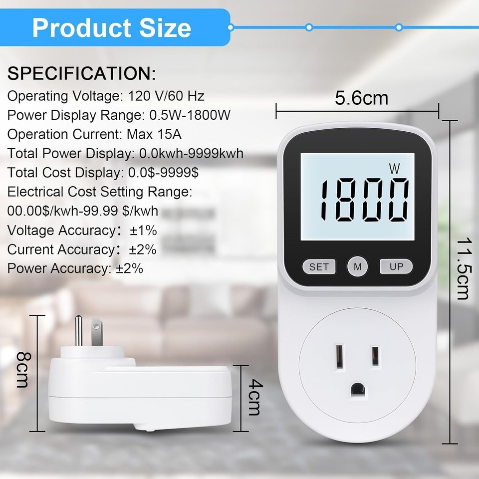Upgraded Watt Meter Power Meter Plug Home Energy Monitor Electricity ...