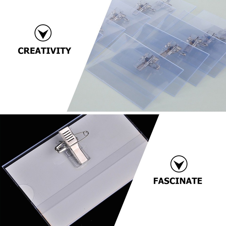 50Pcs Portable Badge Holders Reusable ID Card Holders Metal Badge ...