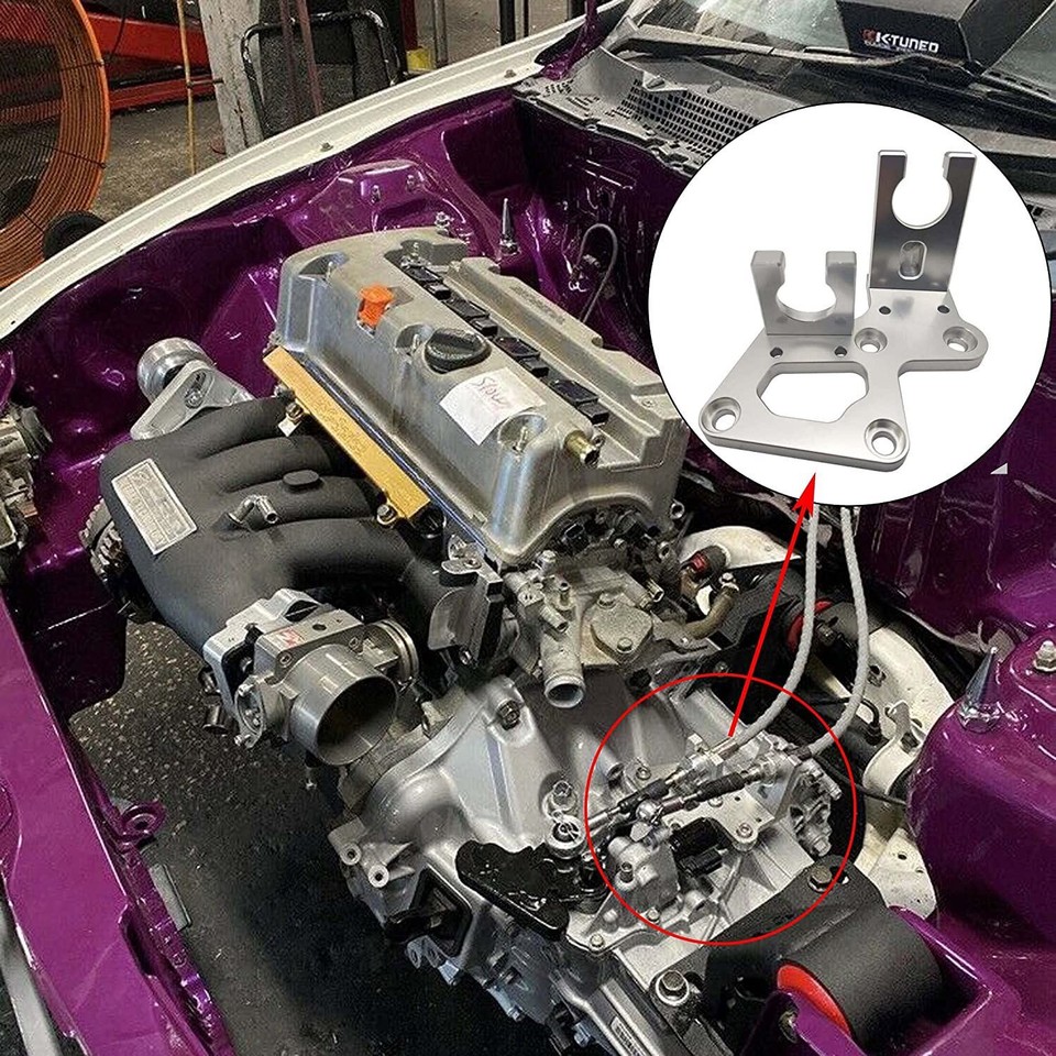 Trans Bracket Shifter Box Shift Cable Linkage w/ Knob for Honda K20 K24 ...