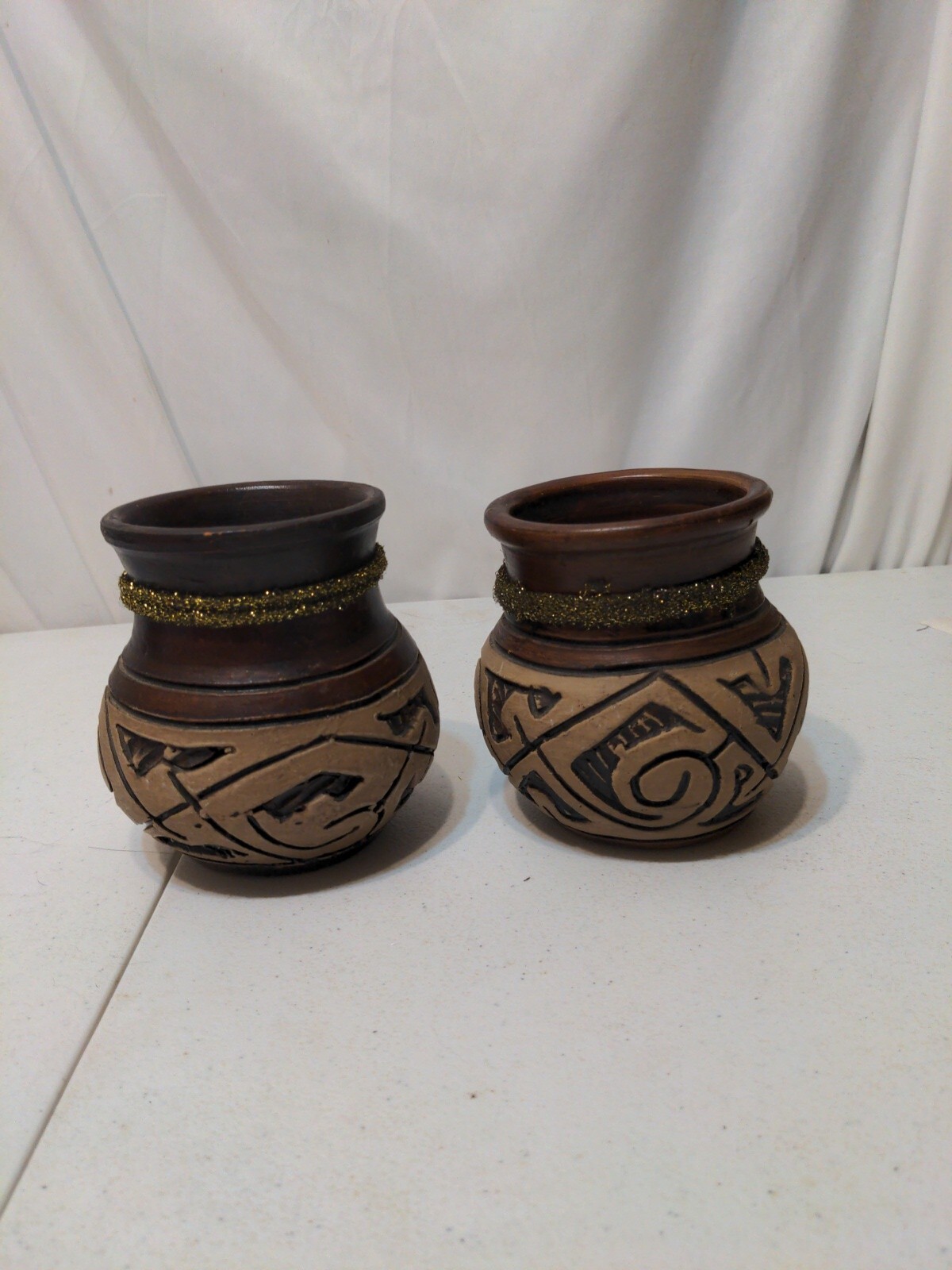 Set of 2 pottery planters pots made in Brazil | eBay