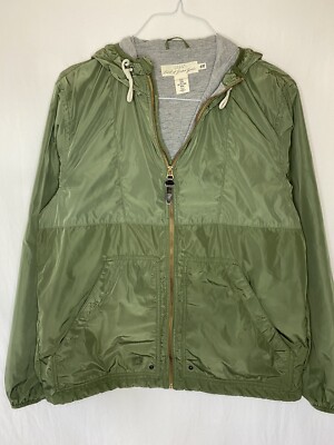 H&M LOGG Bomber Jacket MENS MEDIUM Green Casual Windbreaker Adult Stain ...