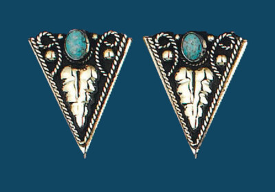 WESTERN COWBOY Collar Tips SET of 2 - Genuine Turqoise | eBay